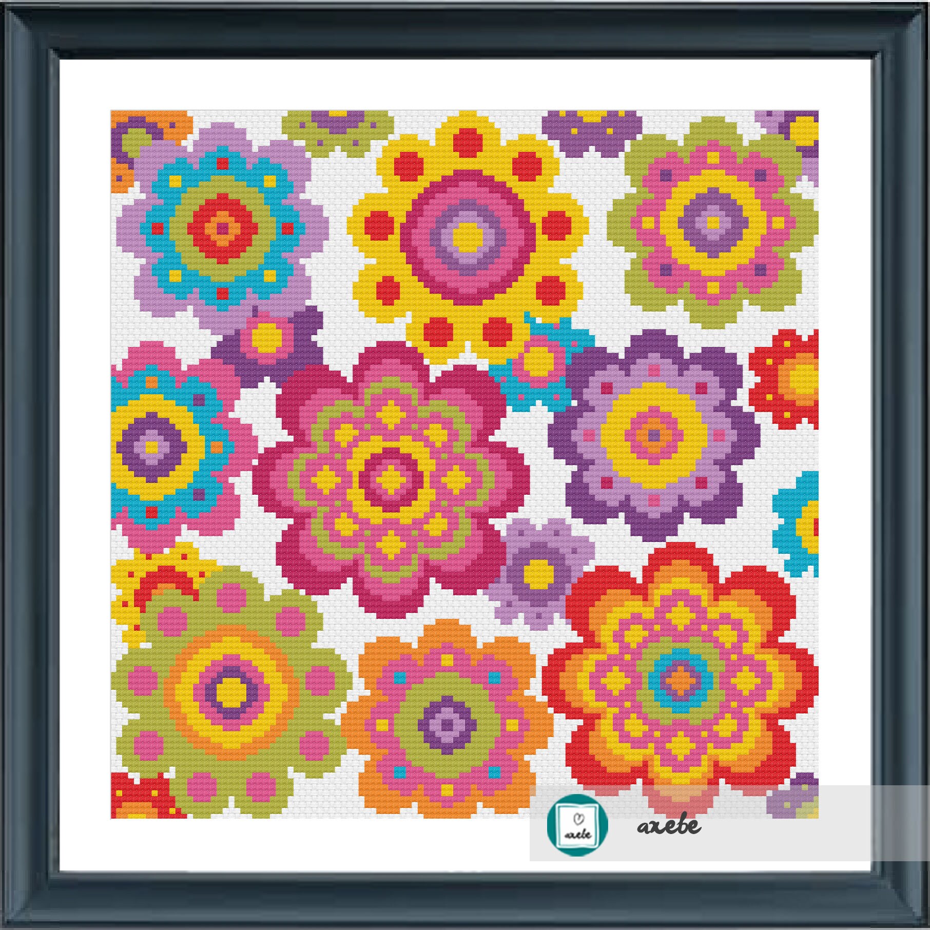 Colorful Bloom Cross Stitch Patternmodern Pattern PDF DIY | Etsy