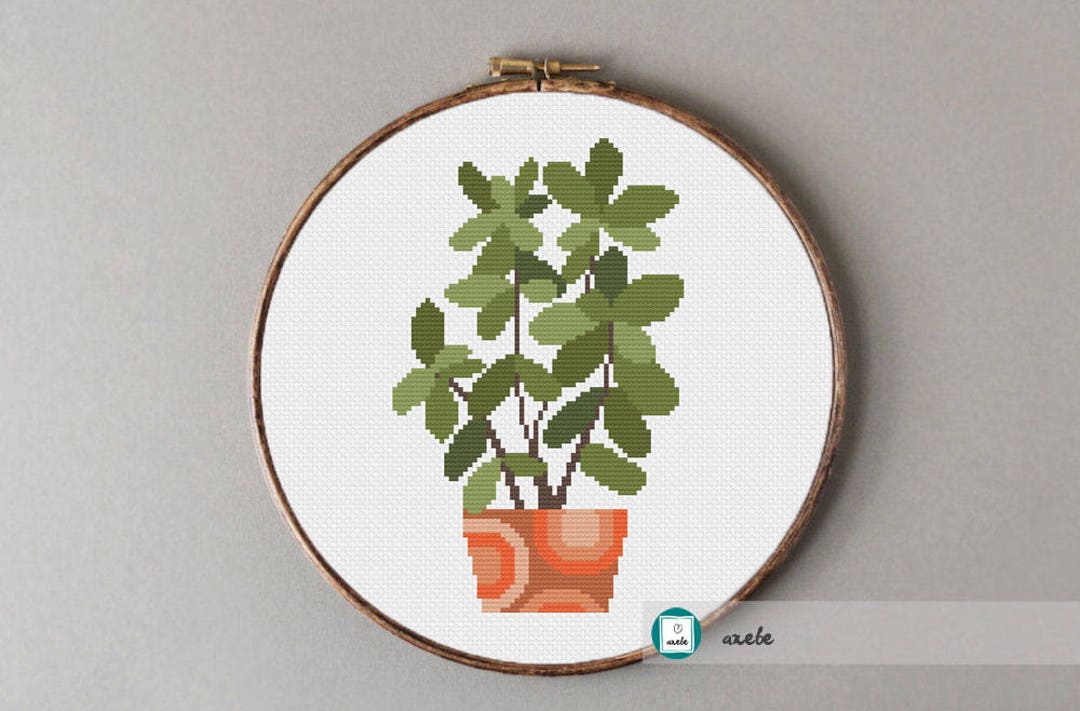 Houseplant in Pot Cross Stitch Pattern, Plant Cross Stitch Pattern ...
