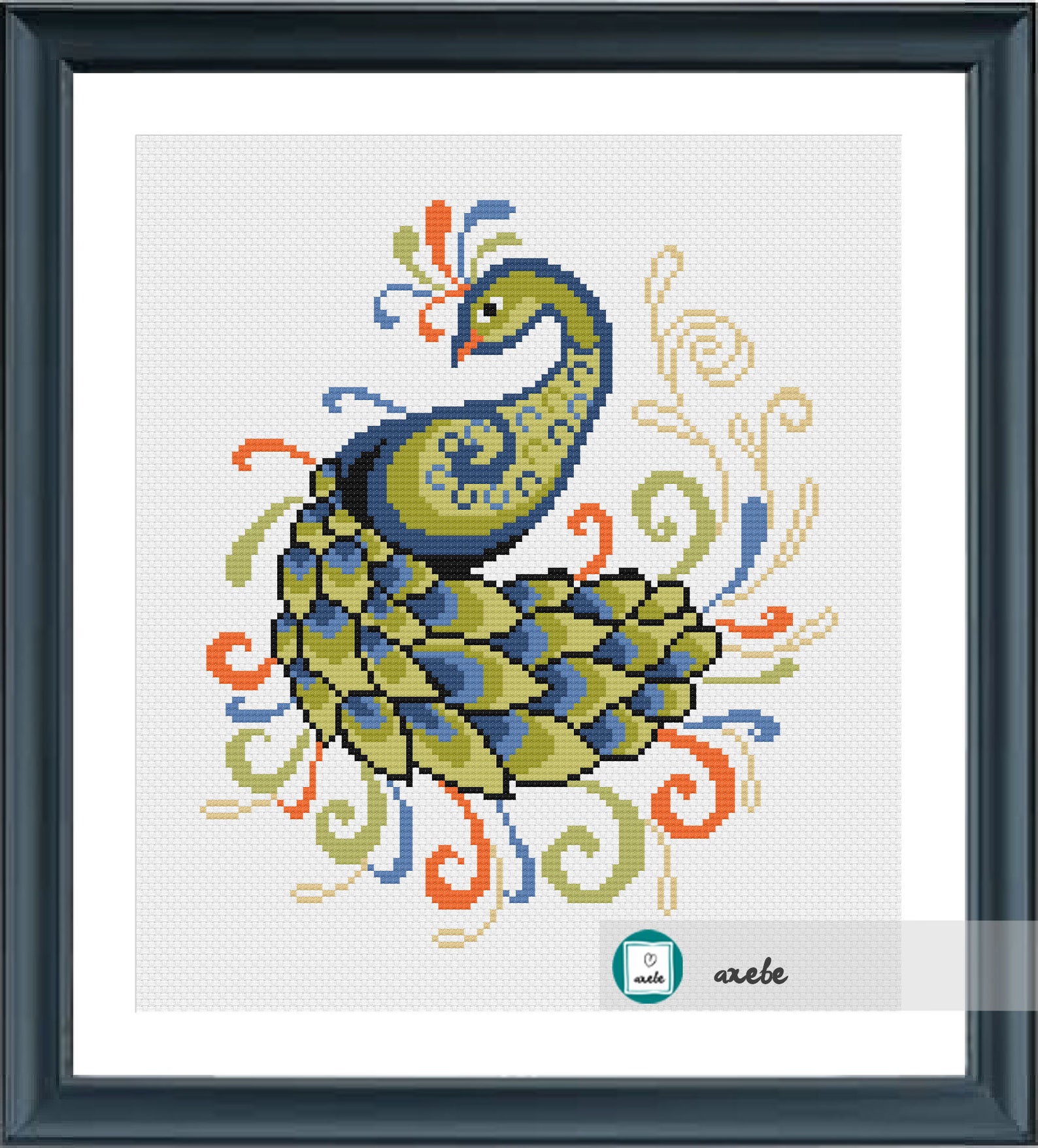 Peacock Cross Stitch Pattern Modern Cross Stitch Pattern - Etsy