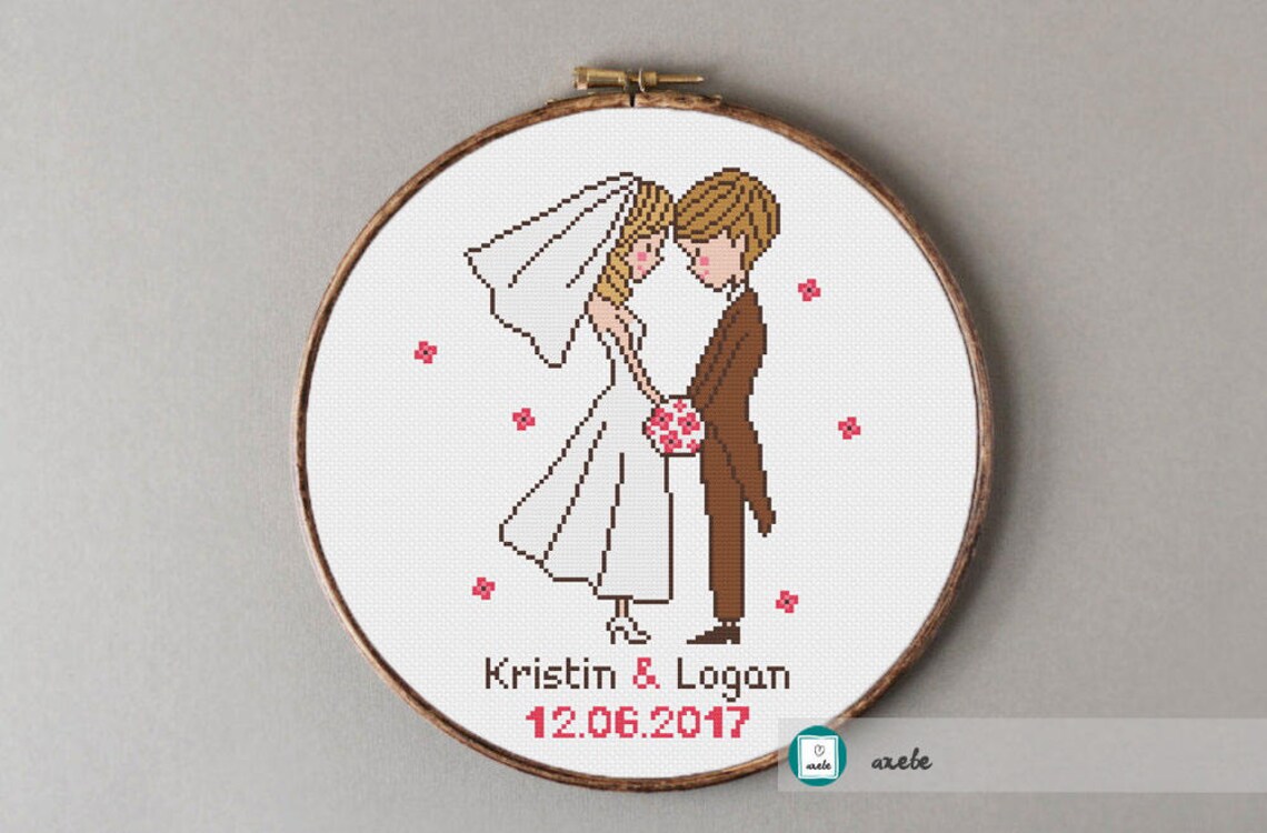 Wedding sampler cross stitch pattern modern cross stitch DIY | Etsy