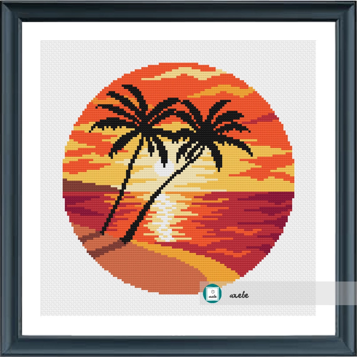 Tropical Sunrise Cross Stitch Pattern Modern Cross Stitch | Etsy