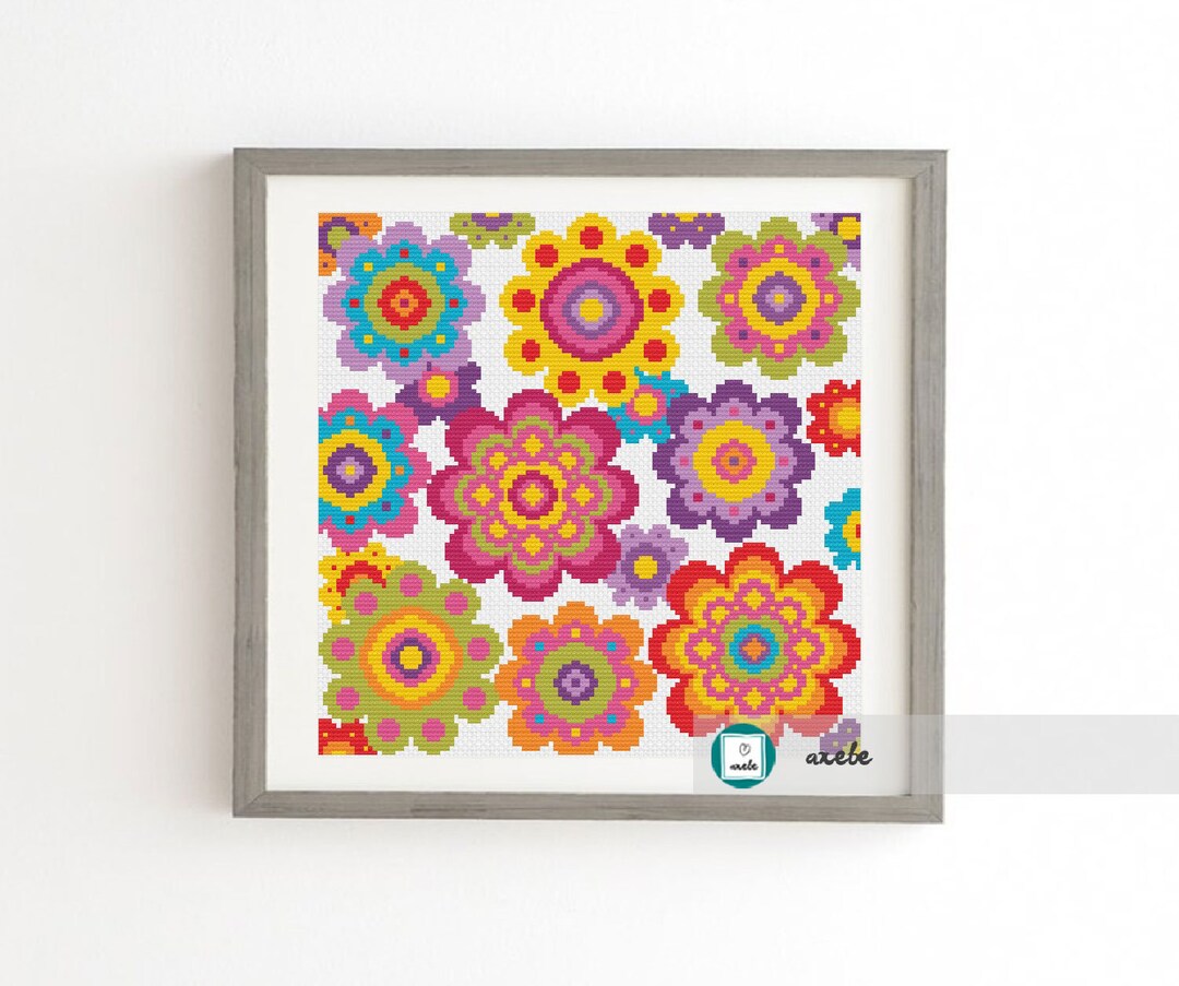 Colorful Bloom Cross Stitch Pattern,modern Pattern, PDF, DIY Instant ...