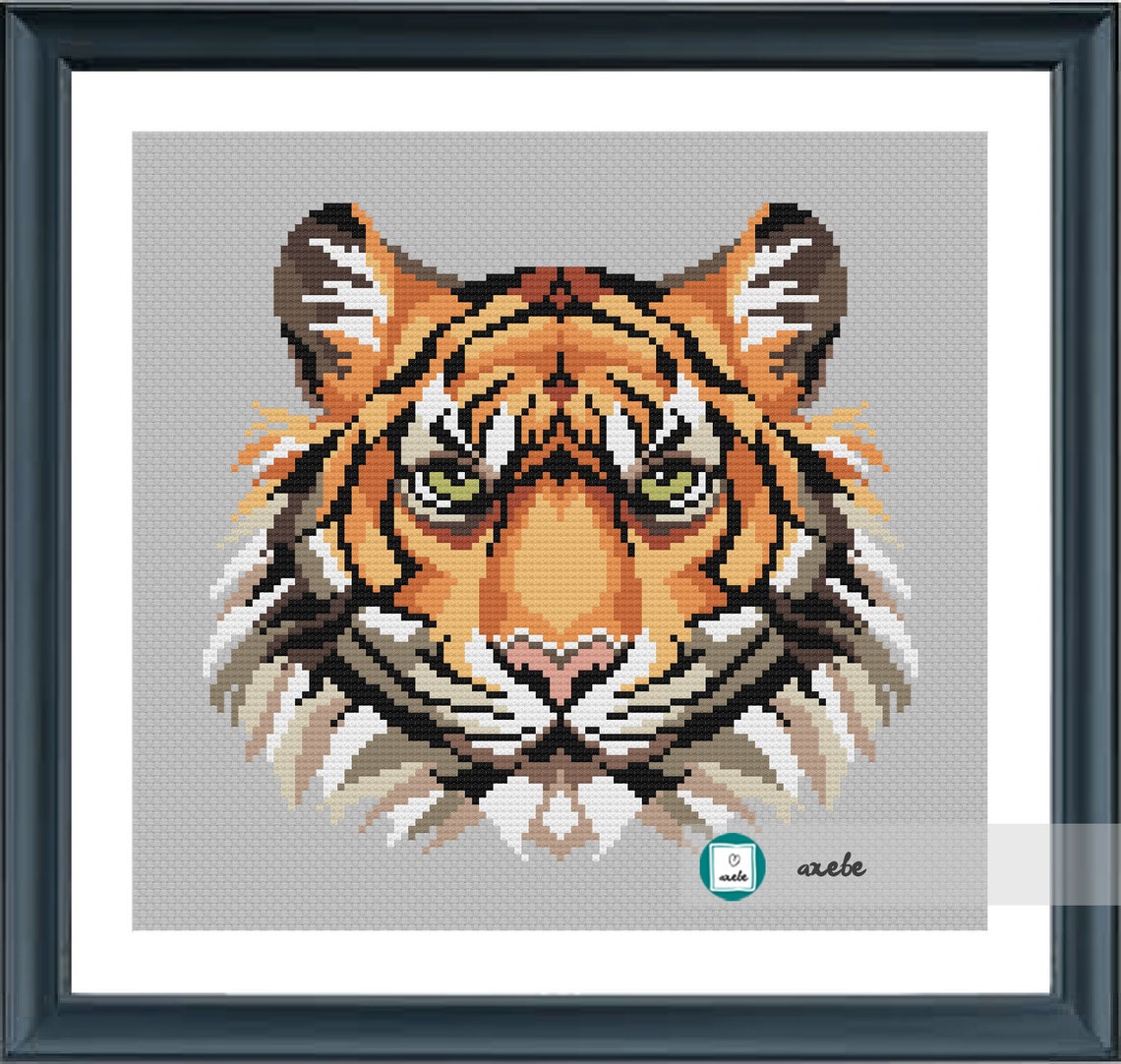 Tiger cross stitch pattern modern cross stitch pattern PDF | Etsy
