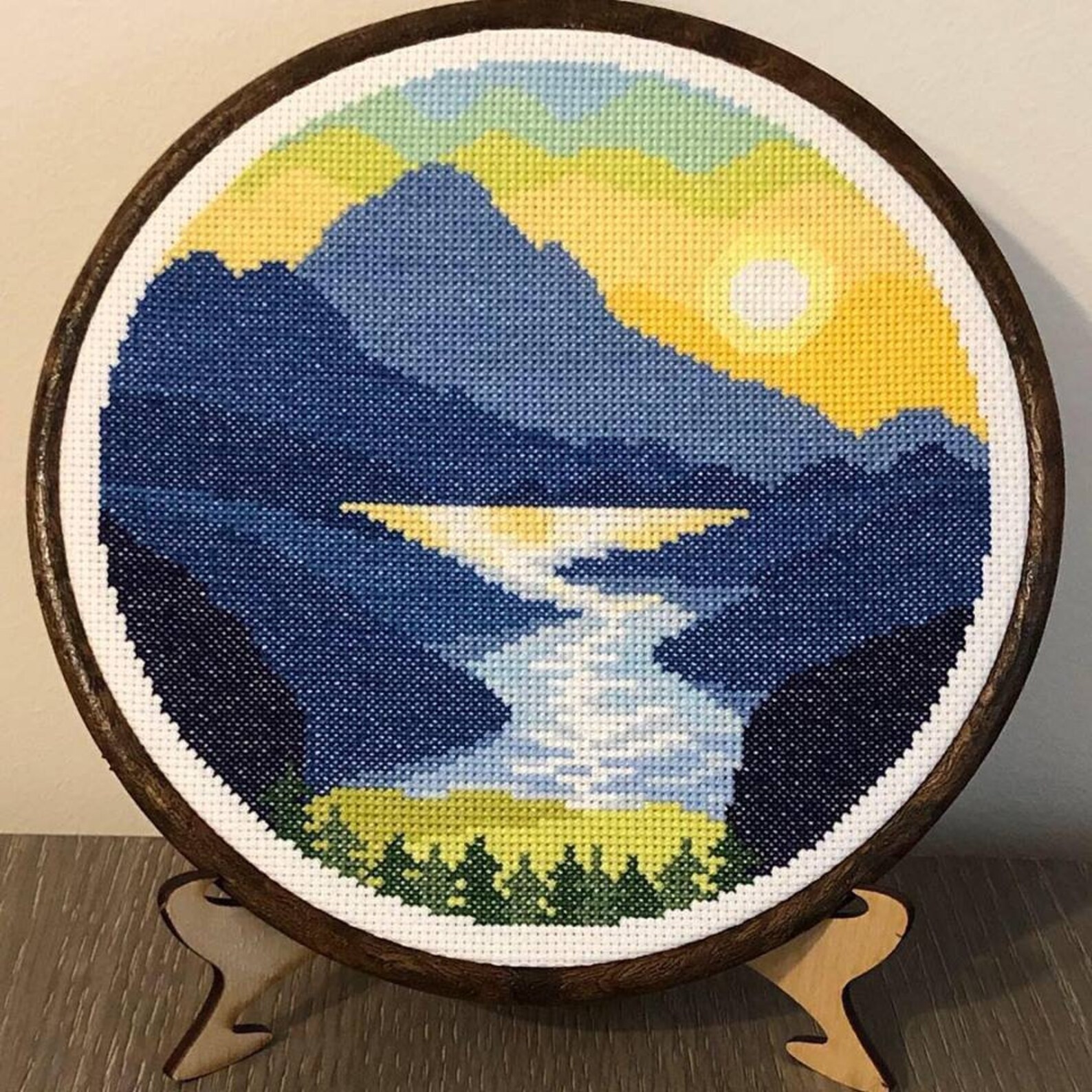 Sunset by the River Cross Stitch Pattern Modern Cross Stitch | Etsy