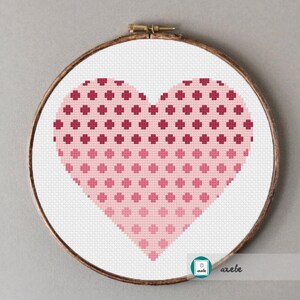 Pink Dotted Heart Cross Stitch Pattern, PDF, Instant Download - Etsy