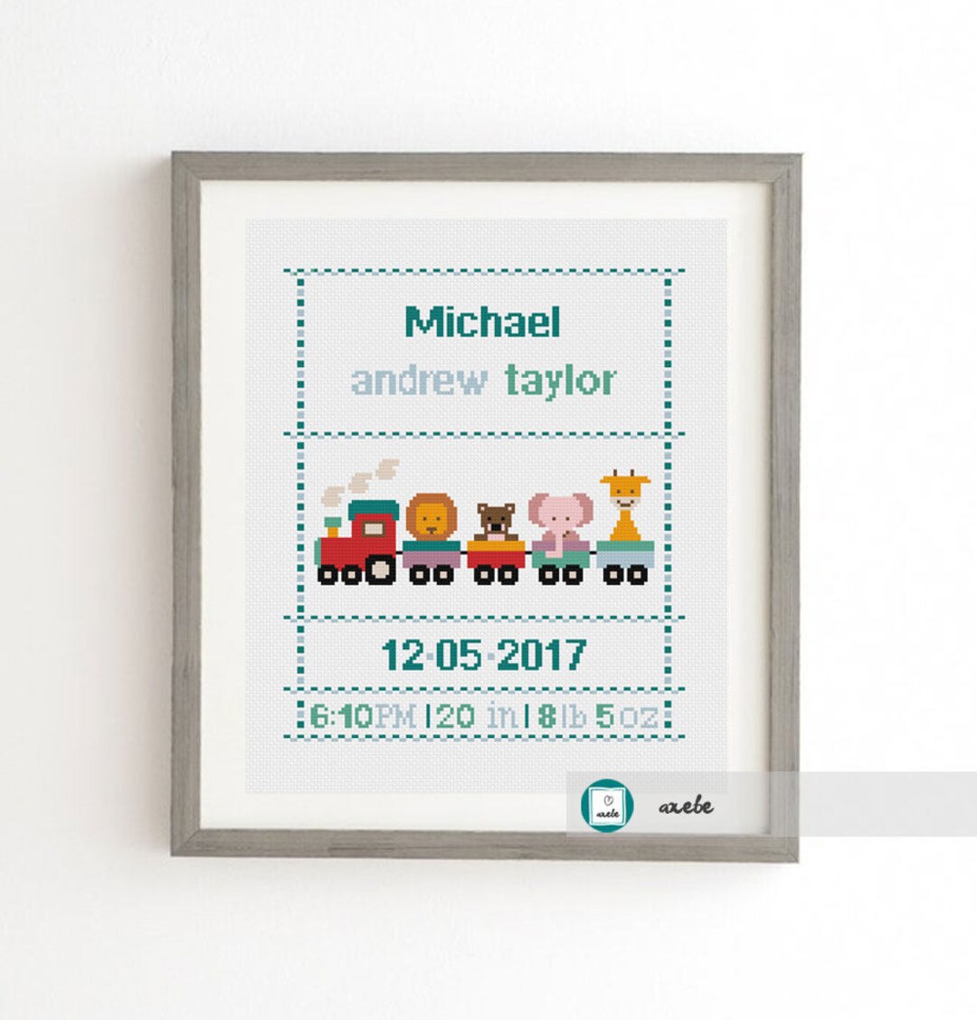 Cross Stitch Baby Birth Sampler Birth Announcement Train - Etsy UK