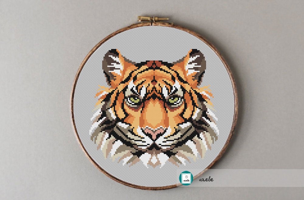 Tiger Cross Stitch Pattern Modern Cross Stitch Pattern PDF - Etsy
