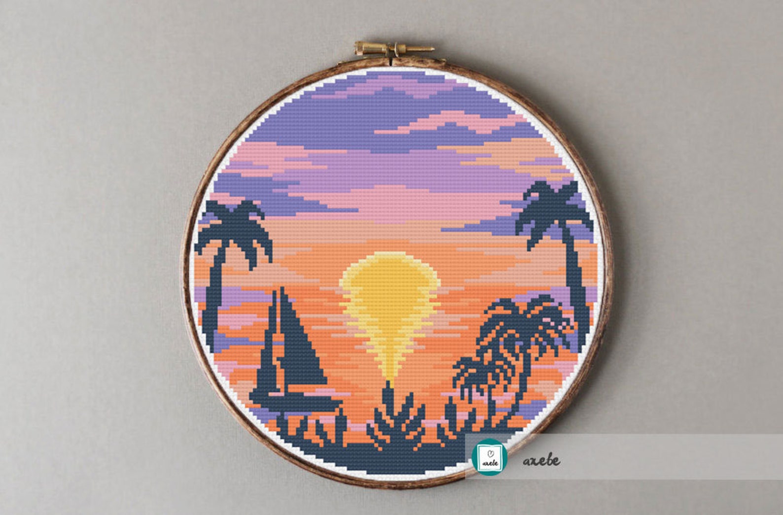 Tropical Sunrise Cross Stitch Pattern Modern Cross Stitch - Etsy