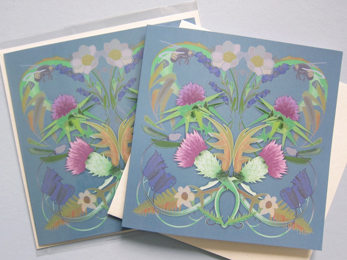 Scottish Thistle Greeting Card Inspired by Artist William - Etsy