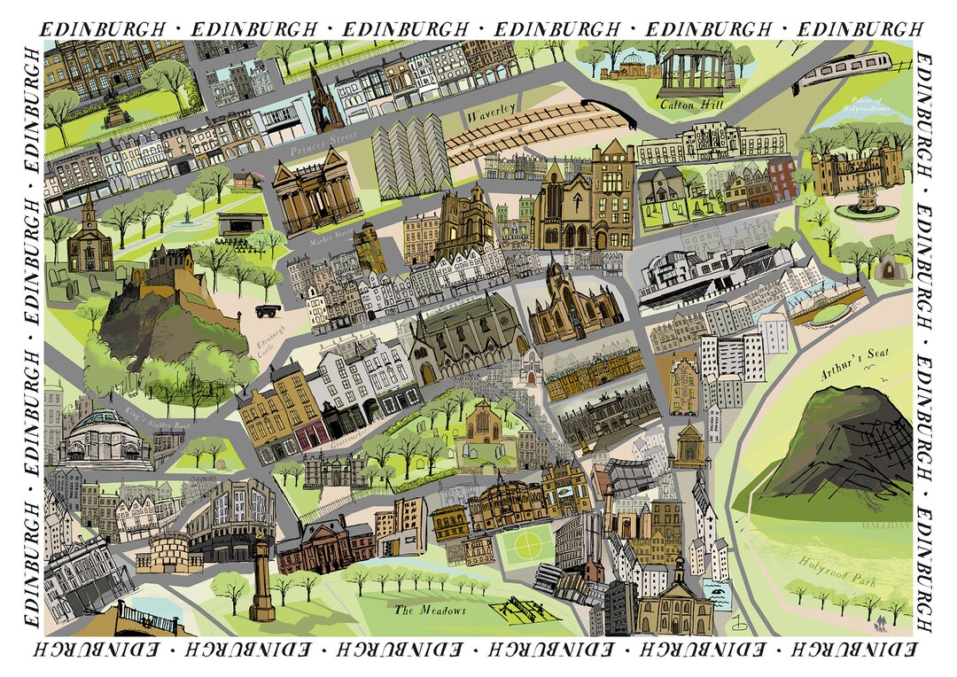 Edinburgh Print Map Art / Scotland Fine Art Giclee Print - Etsy