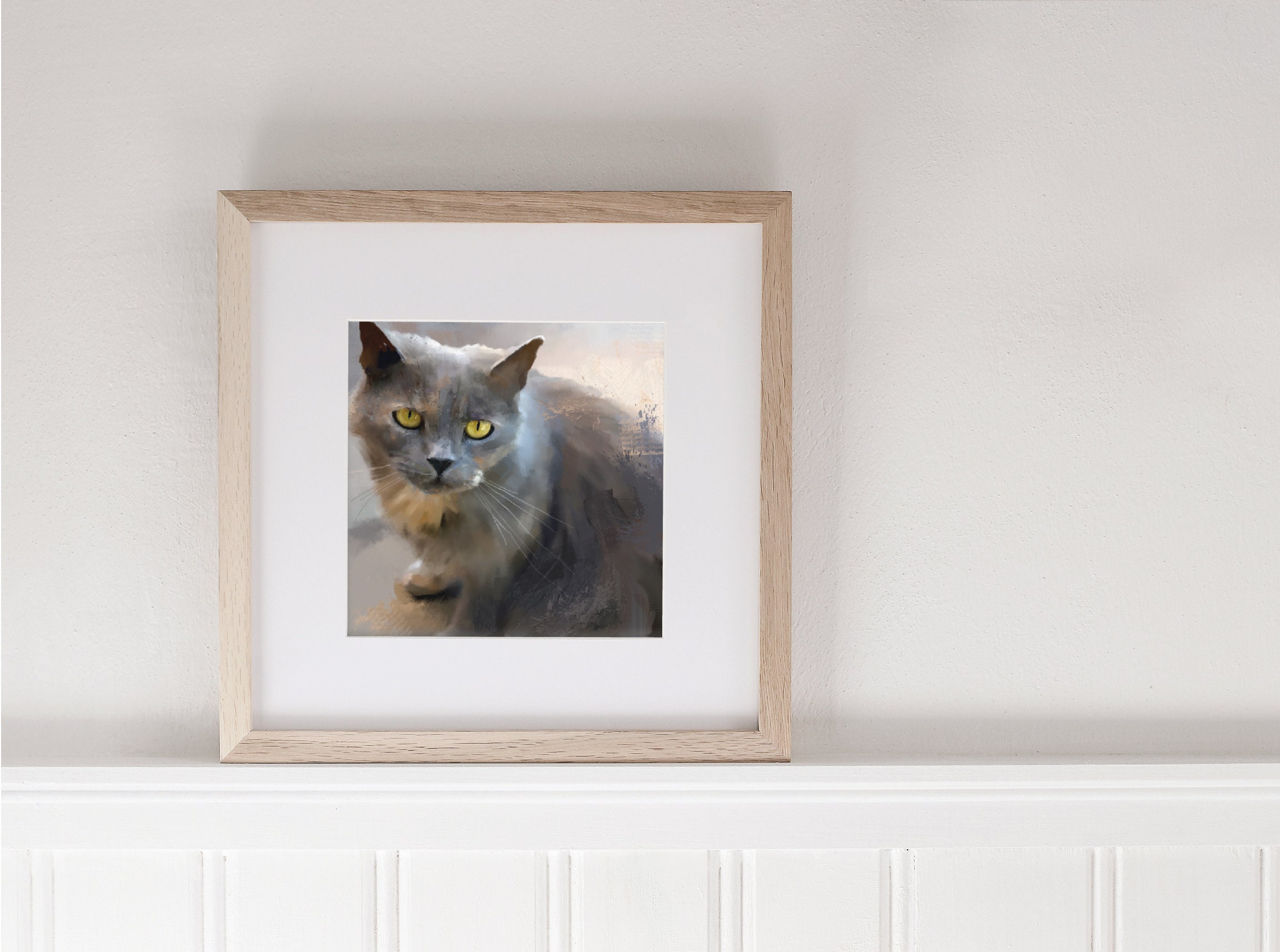 Grey Cat Print Fine Art Giclee Print Grey and White Cat Lover Gifts - Etsy