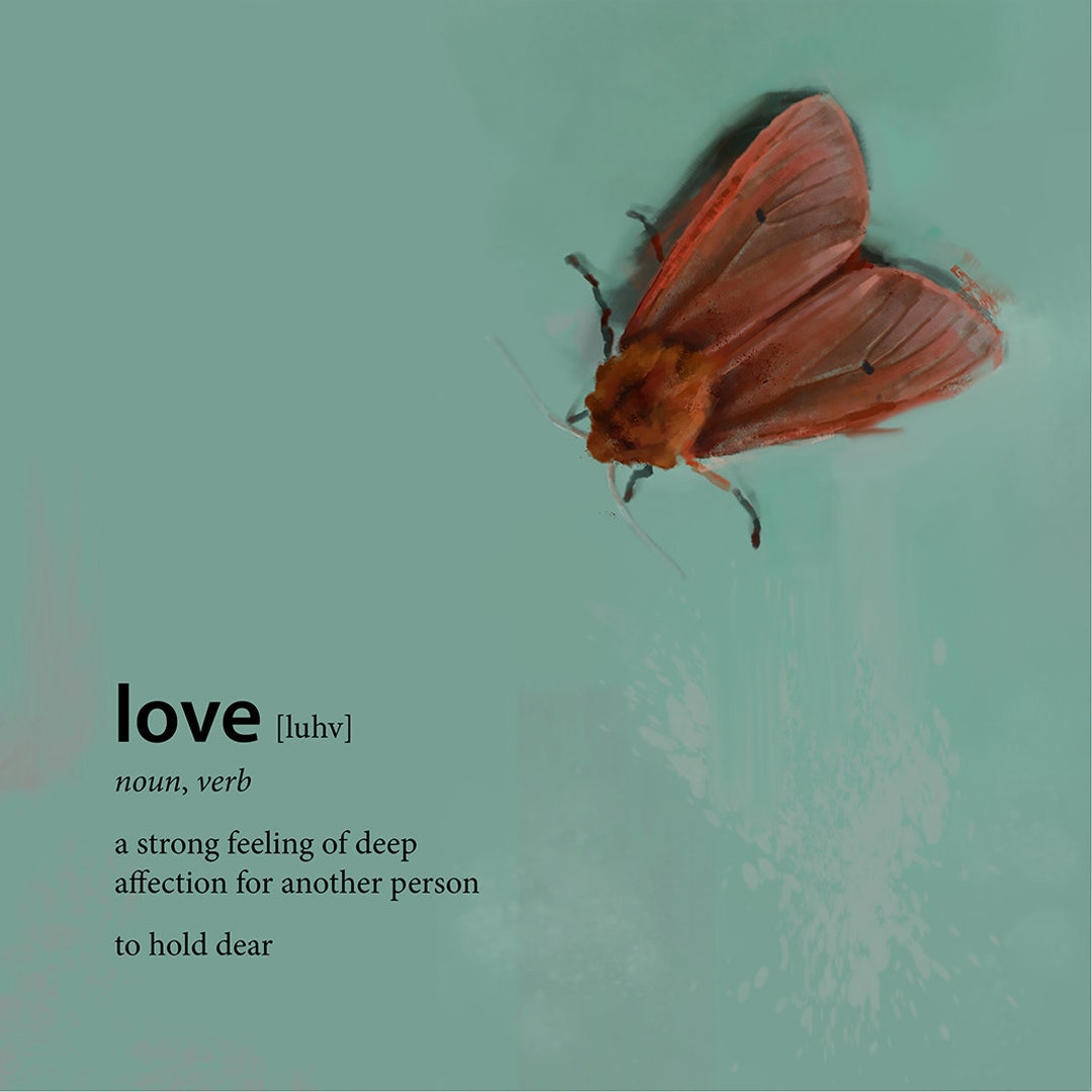 Love Art Print Love Quote Red Moth Valentines Gift Fine Art Giclee ...
