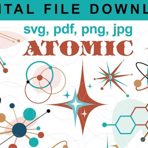 Atomic Mid Century Retro Design Elements adobe Illustrator | Etsy