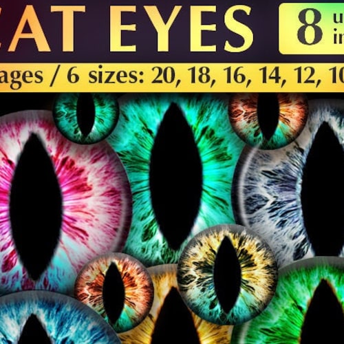 Realistic Cat Eyes Digital Collage Sheet Printable Cat | Etsy