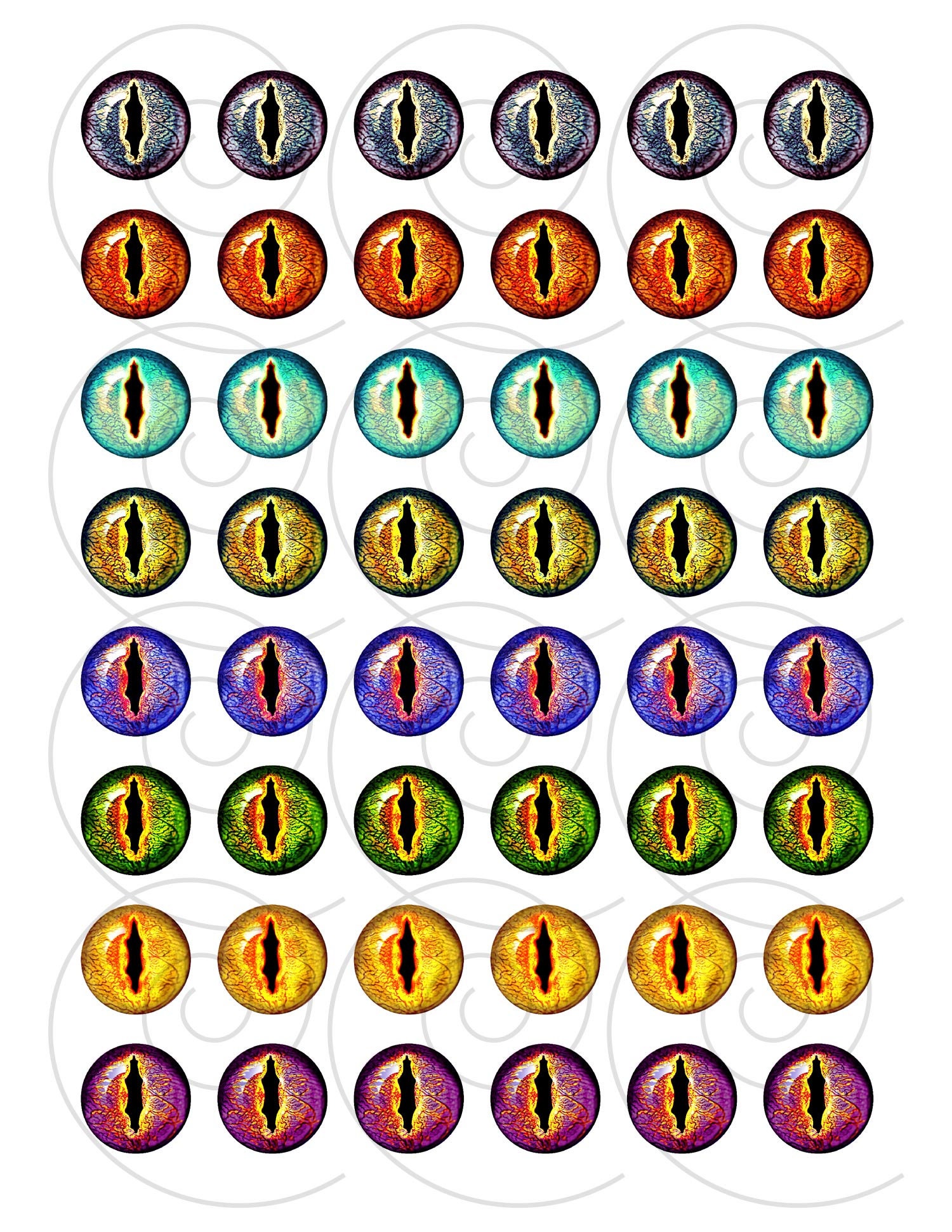 Realistic Dragon Eyes Digital Collage Sheets Green Printable | Etsy