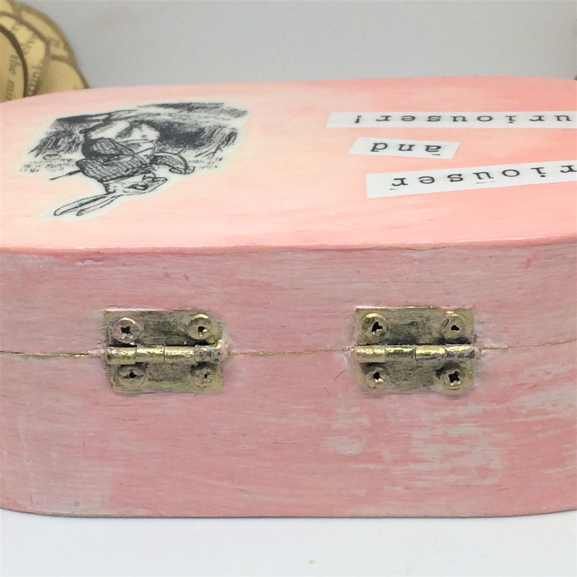 White Rabbit Jewelry Box Wooden Box With Alice in Wonderland - Etsy