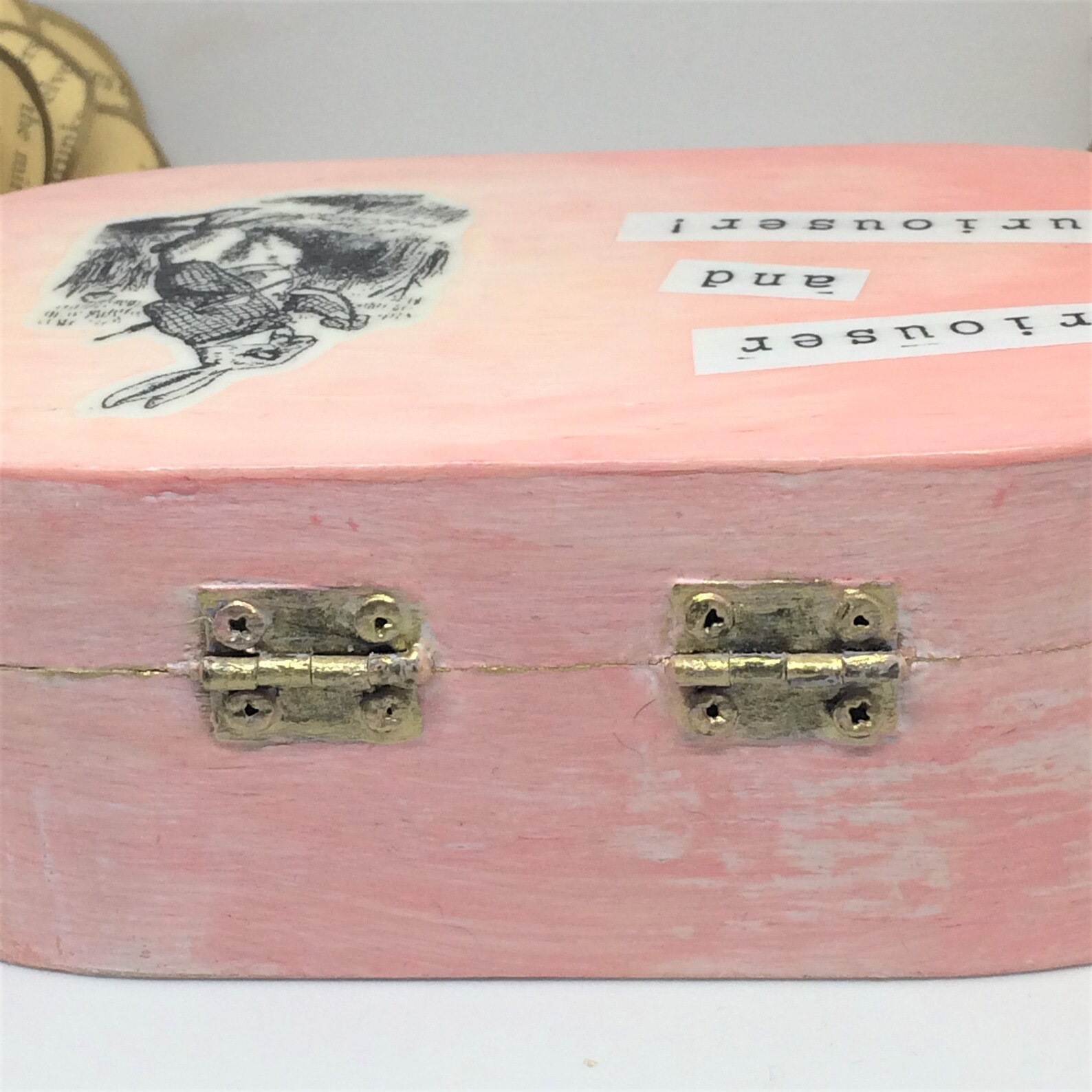 White Rabbit Jewelry Box Wooden Box With Alice in Wonderland Book ...
