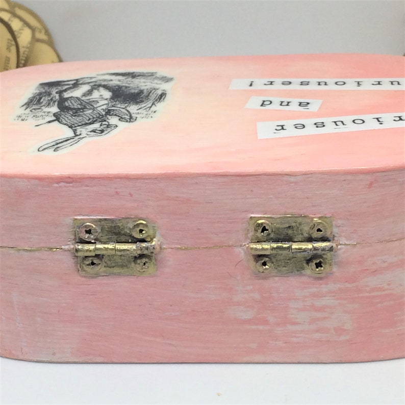 White Rabbit Jewelry Box Wooden Box With Alice in Wonderland - Etsy