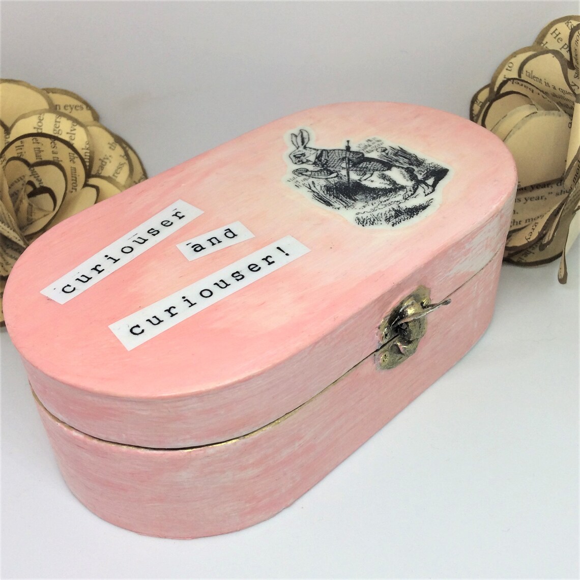White Rabbit Jewelry Box Wooden Box With Alice in Wonderland - Etsy