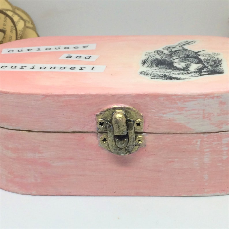 White Rabbit Jewelry Box Wooden Box With Alice in Wonderland - Etsy