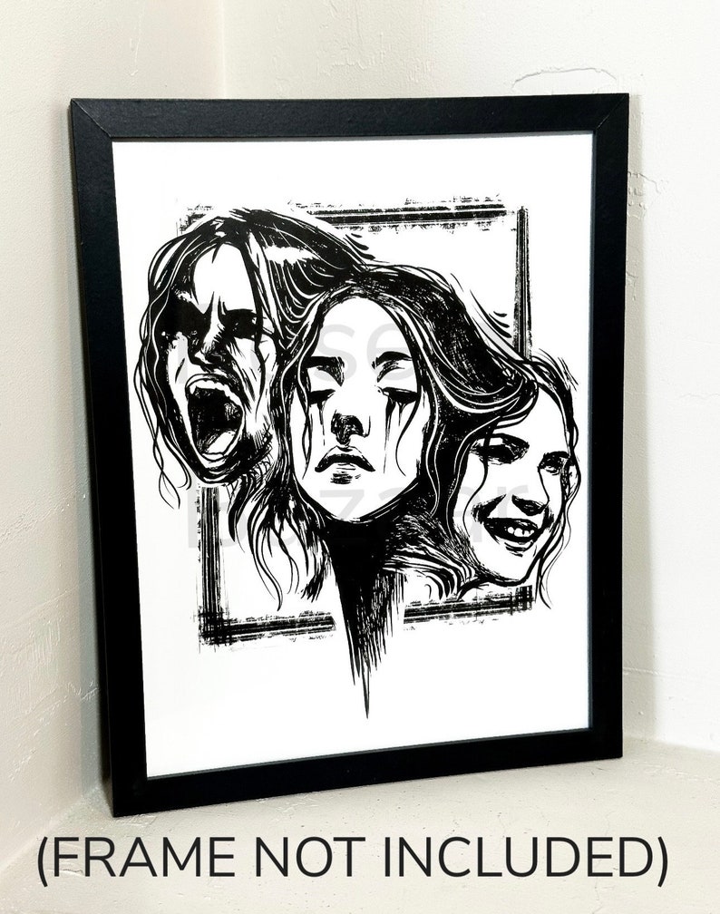 The Faces of Emotions Split Personality Disorder Art Print, Mental ...