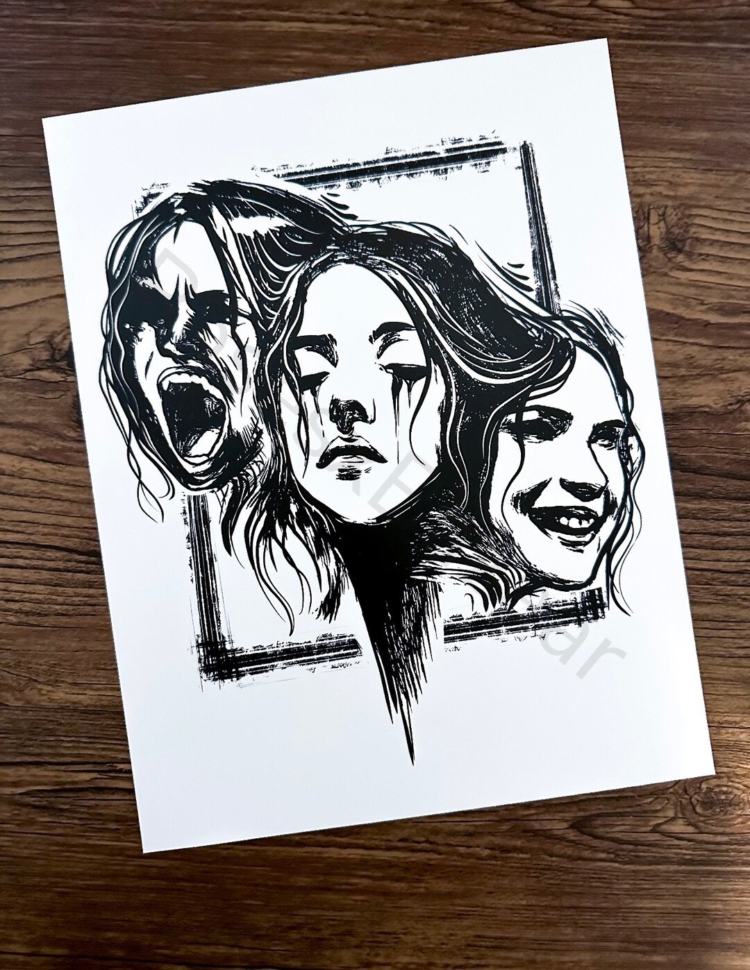 The Faces of Emotions Split Personality Disorder Art Print, Mental ...