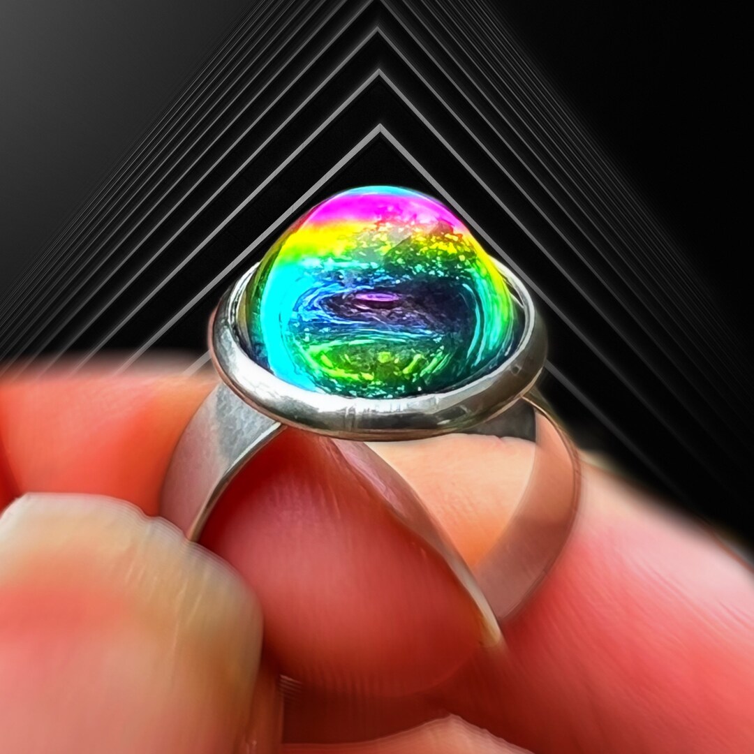 Iridescent Rainbow Crystal Adjustable Rings - Etsy