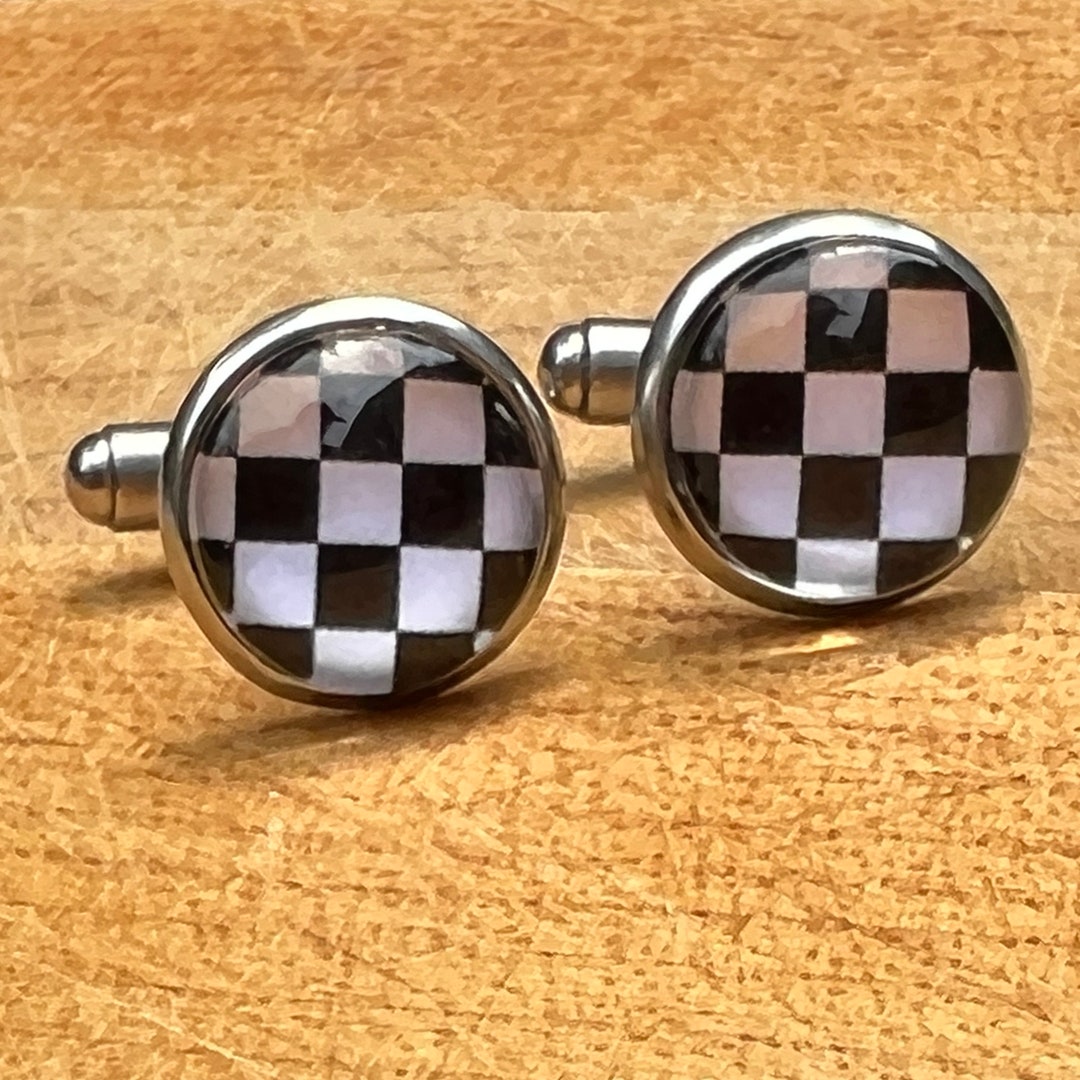 Black Checkered Race Flag Tuxedo Cufflinks Cuff Links - Etsy