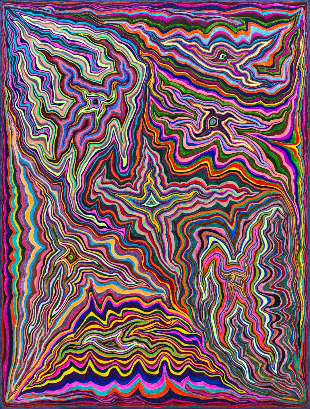Psychedelic Abstract Drawing, Original Art -- All Things Are Alive 12 ...