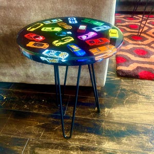 Hot Wheels Resin Coffee Table: Upcycled Toy Car Decor, Wrought Iron ...