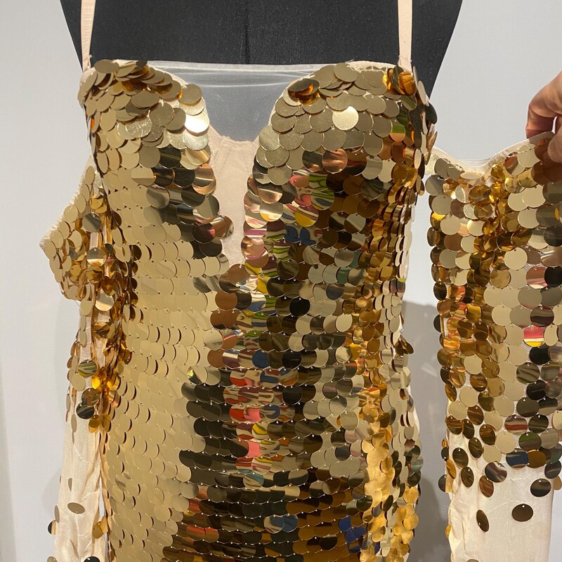 Gold Sequin Dress - Etsy
