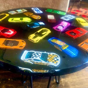 Hot Wheels Resin Coffee Table: Upcycled Toy Car Decor, Wrought Iron ...