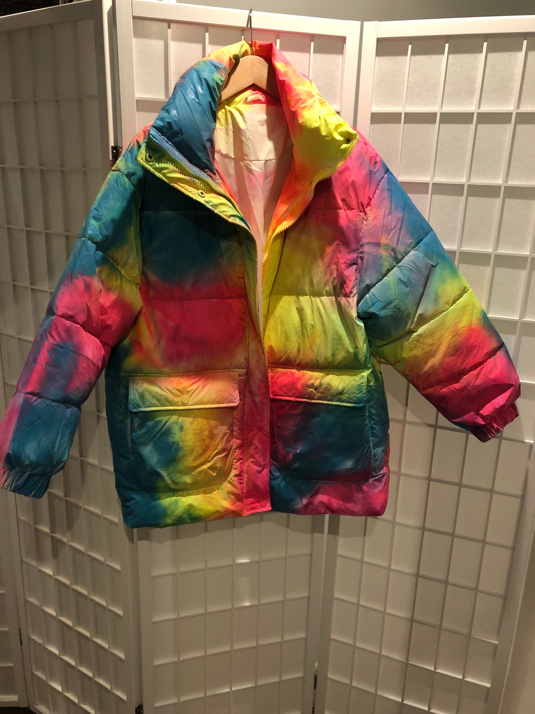 Puffer Jacket Customised One Off Neon Made to Order Unique | Etsy