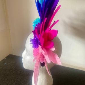 Headpiece PRIDE Rainbow Pom Poms & Feathers Rainbow Headdress Rainbow ...