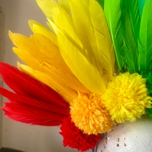 Headpiece PRIDE Rainbow Pom Poms & Feathers Rainbow Headdress Rainbow ...