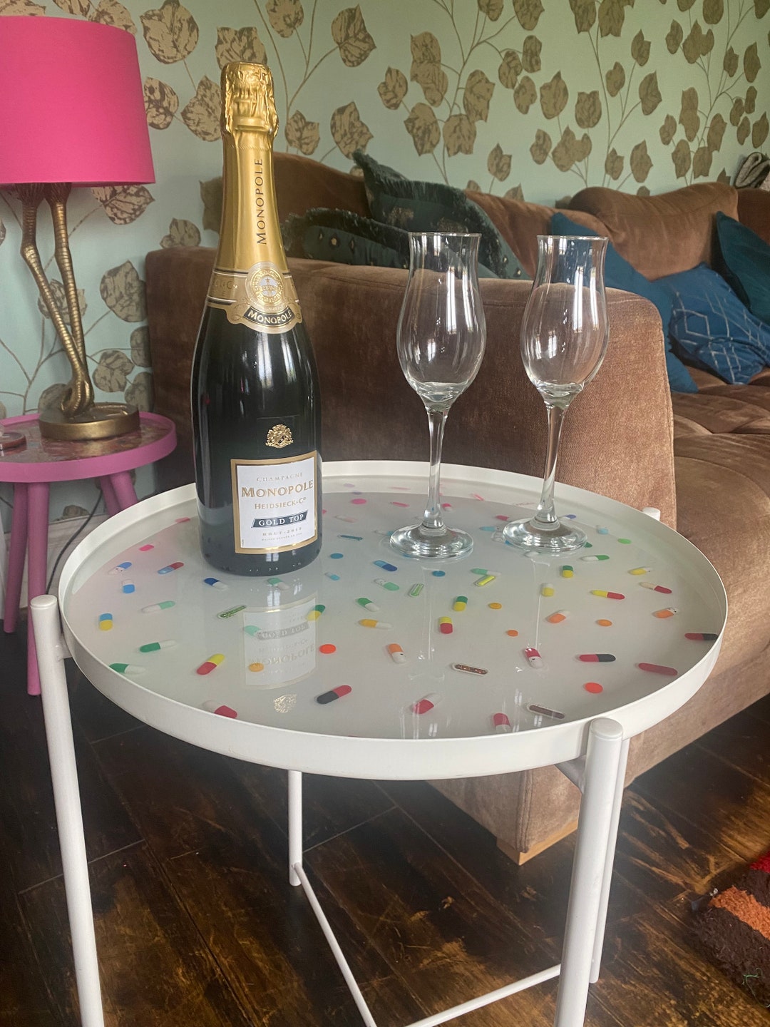 Table Rainbow Pills Coffee Table Side Table Home Decor Happy Pills ...