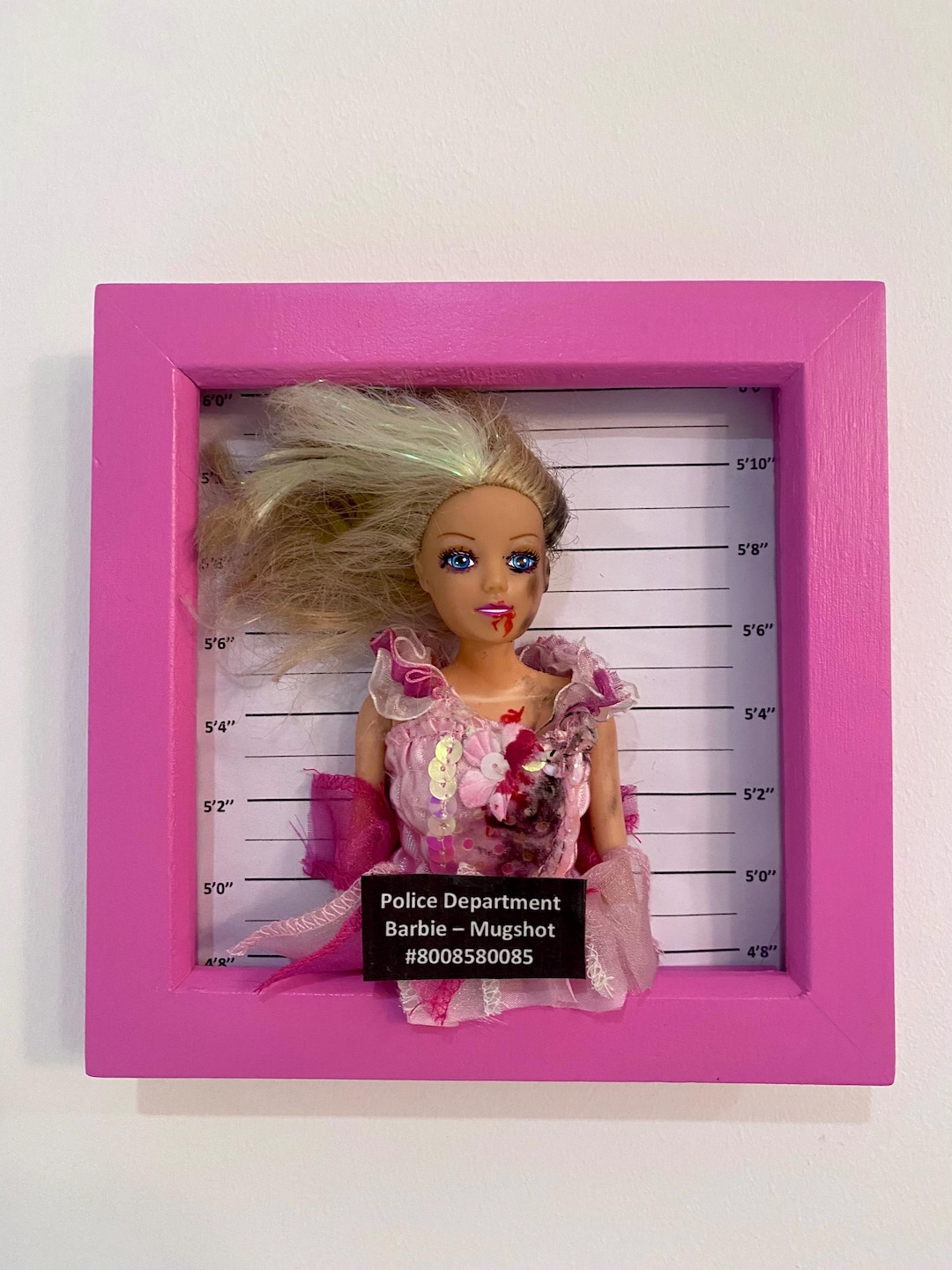 Art Doll Mugshot Doll Horror Arrested Barbie Style Doll in Box Frame ...