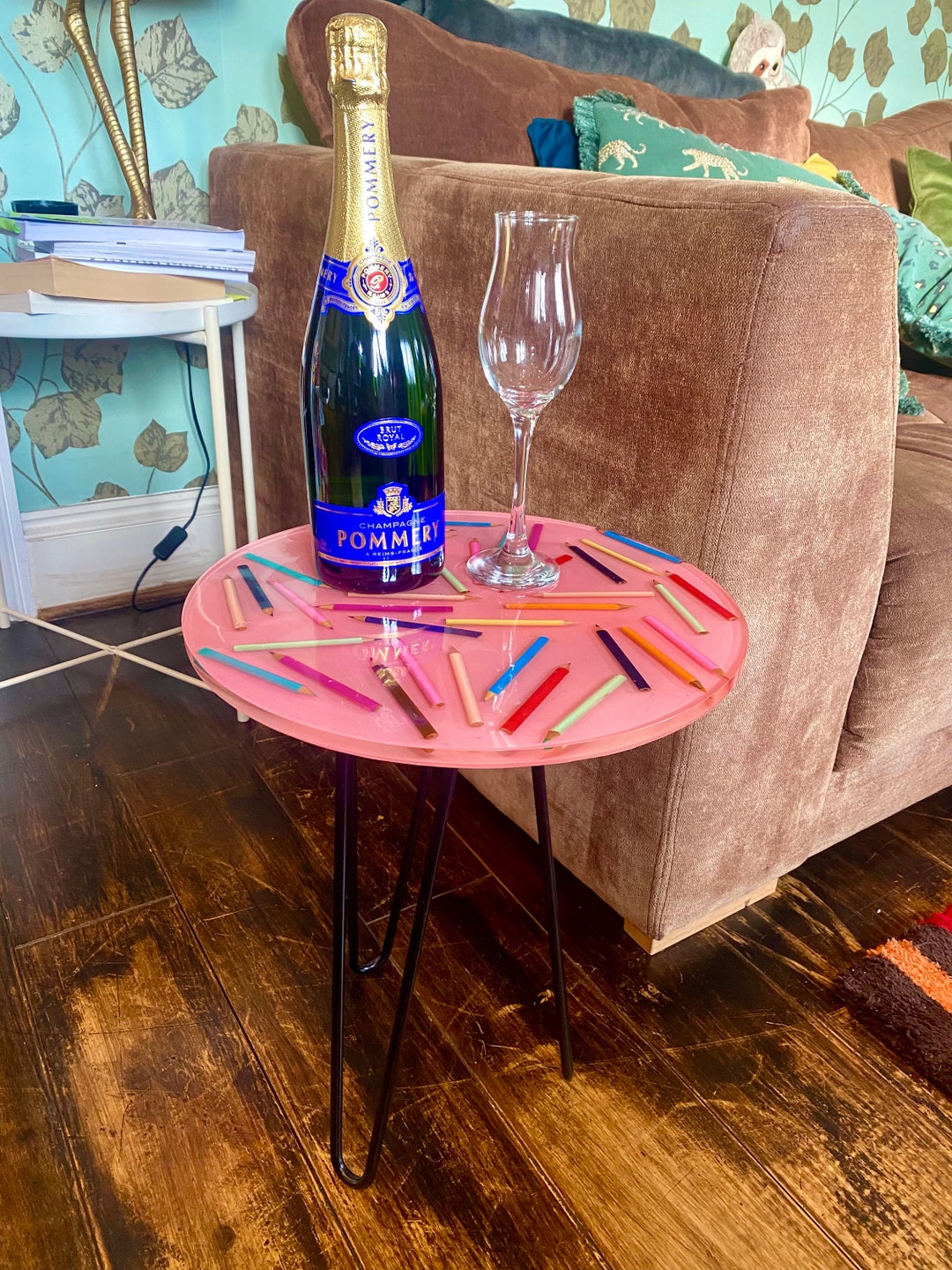 Table Pencil Pink Resin Coffee Table Side Table Pink Decor, Unique ...