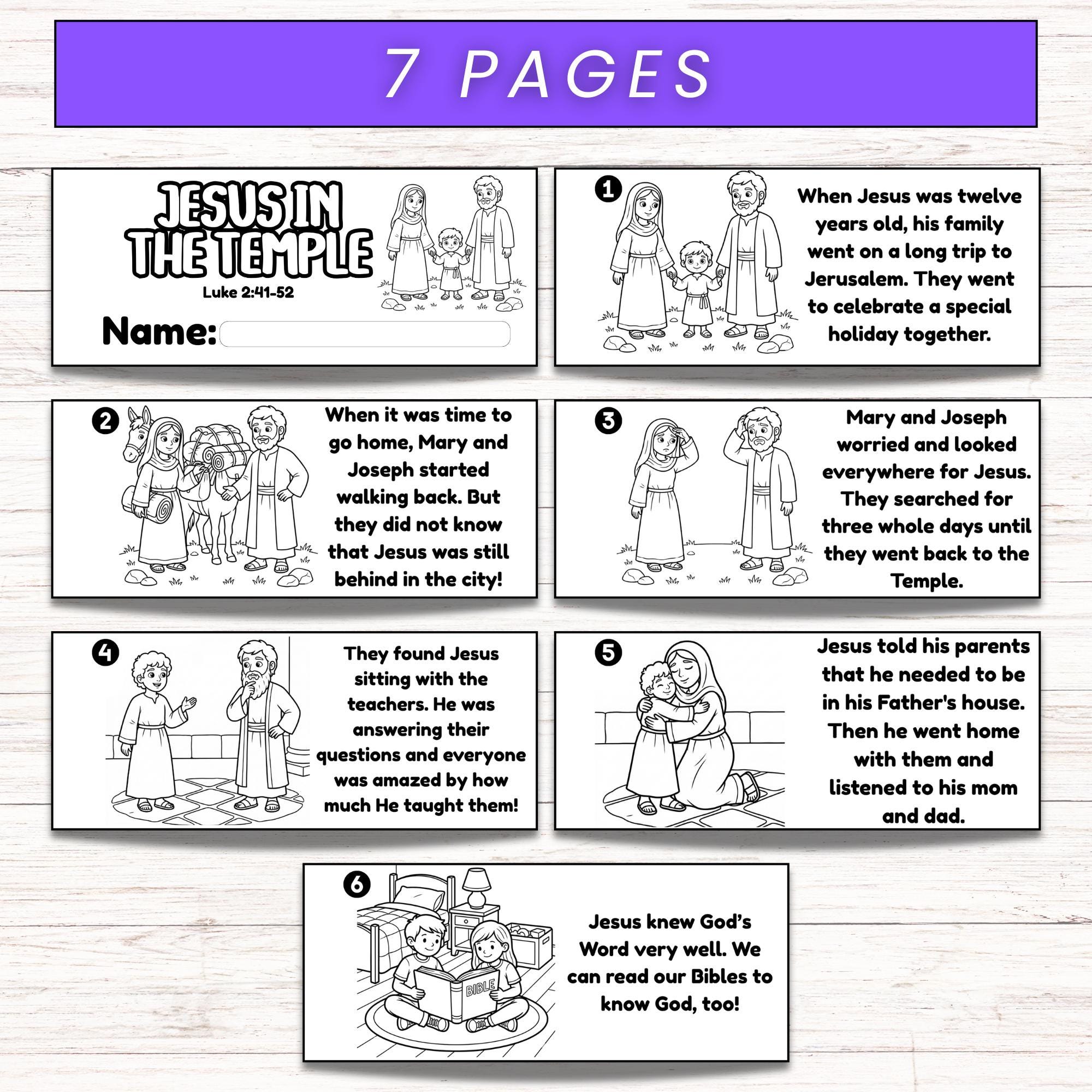 Jesus in the Temple Printable Sunday School Mini Book, Sunday School ...