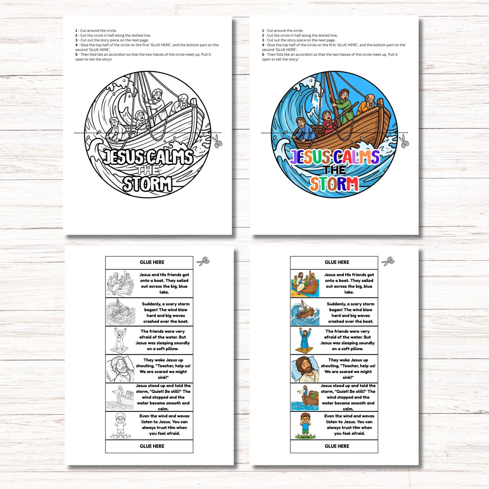 Jesus Calms the Storm, Folding Surprise Printable Mini Book, Bible ...