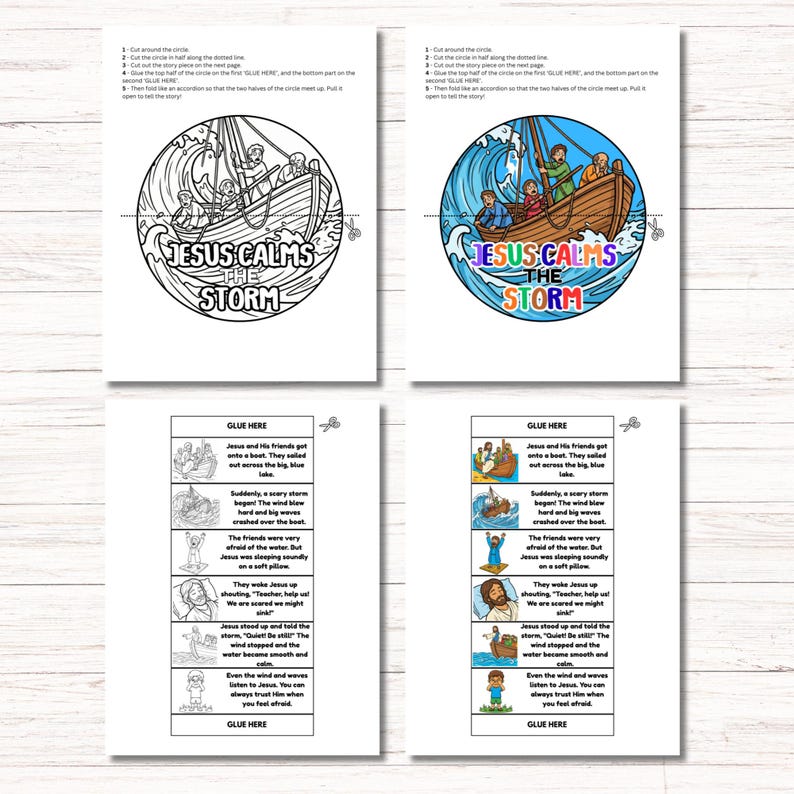 Jesus Calms the Storm, Folding Surprise Printable Mini Book, Bible ...
