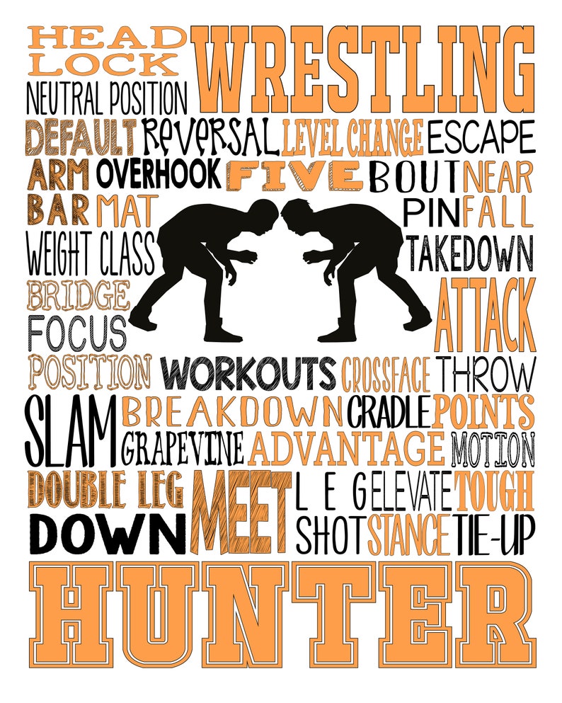Wrestling Typography, Gift for Wrestler, Wrestling Typography ...