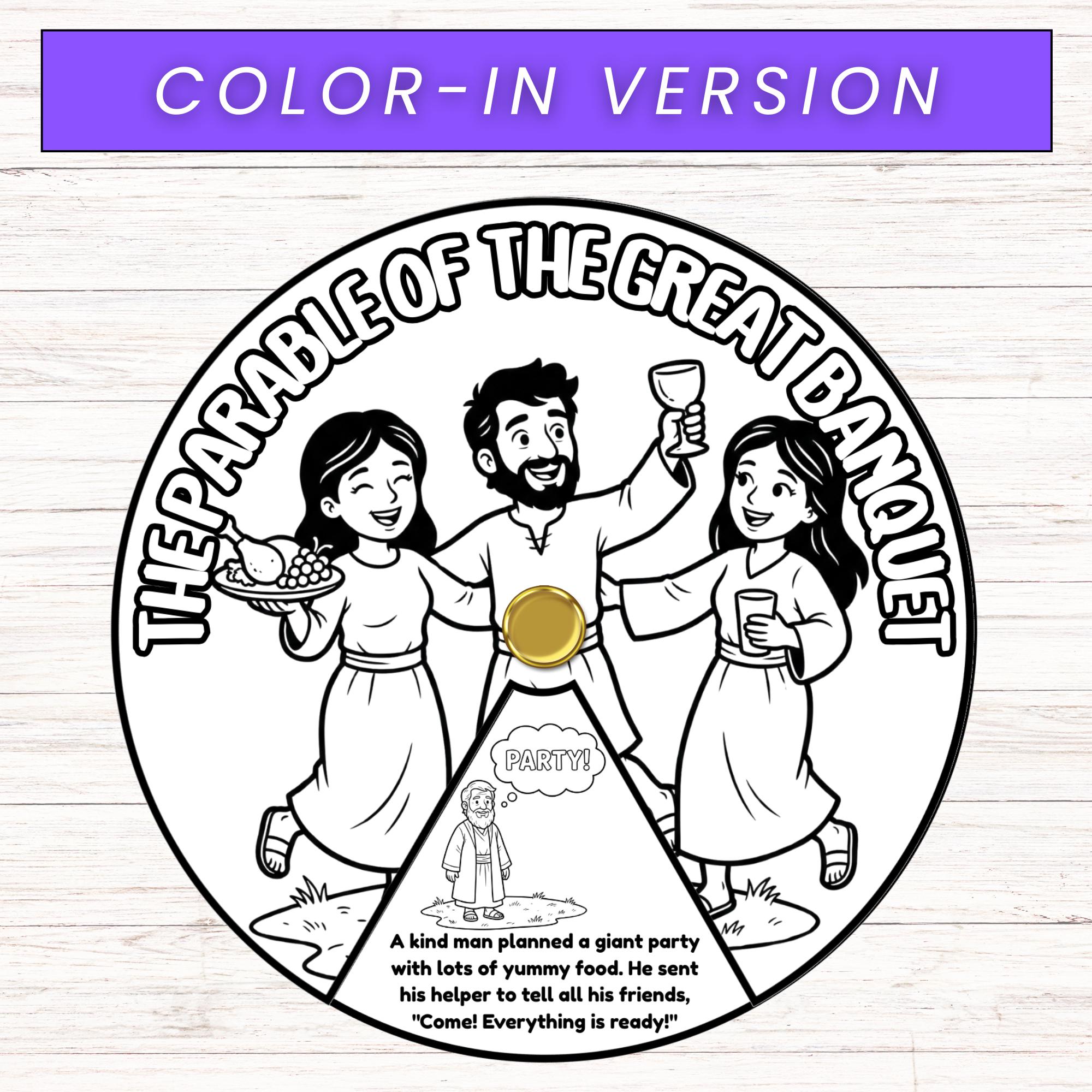 The Great Banquet Parable Spinner Coloring Wheel, Bible Wheel Story ...
