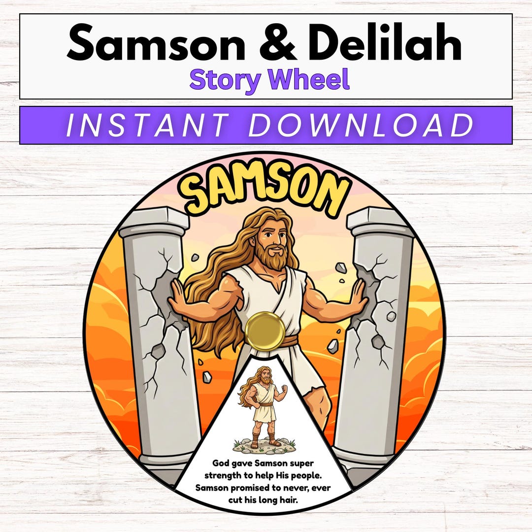Samson and Delilah Spinner Coloring Wheel, Bible Wheel Story Craft ...