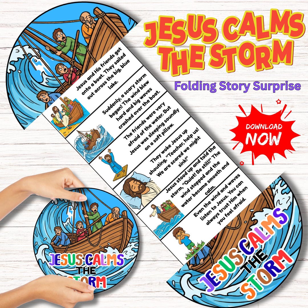 Jesus Calms the Storm, Folding Surprise Printable Mini Book, Bible ...