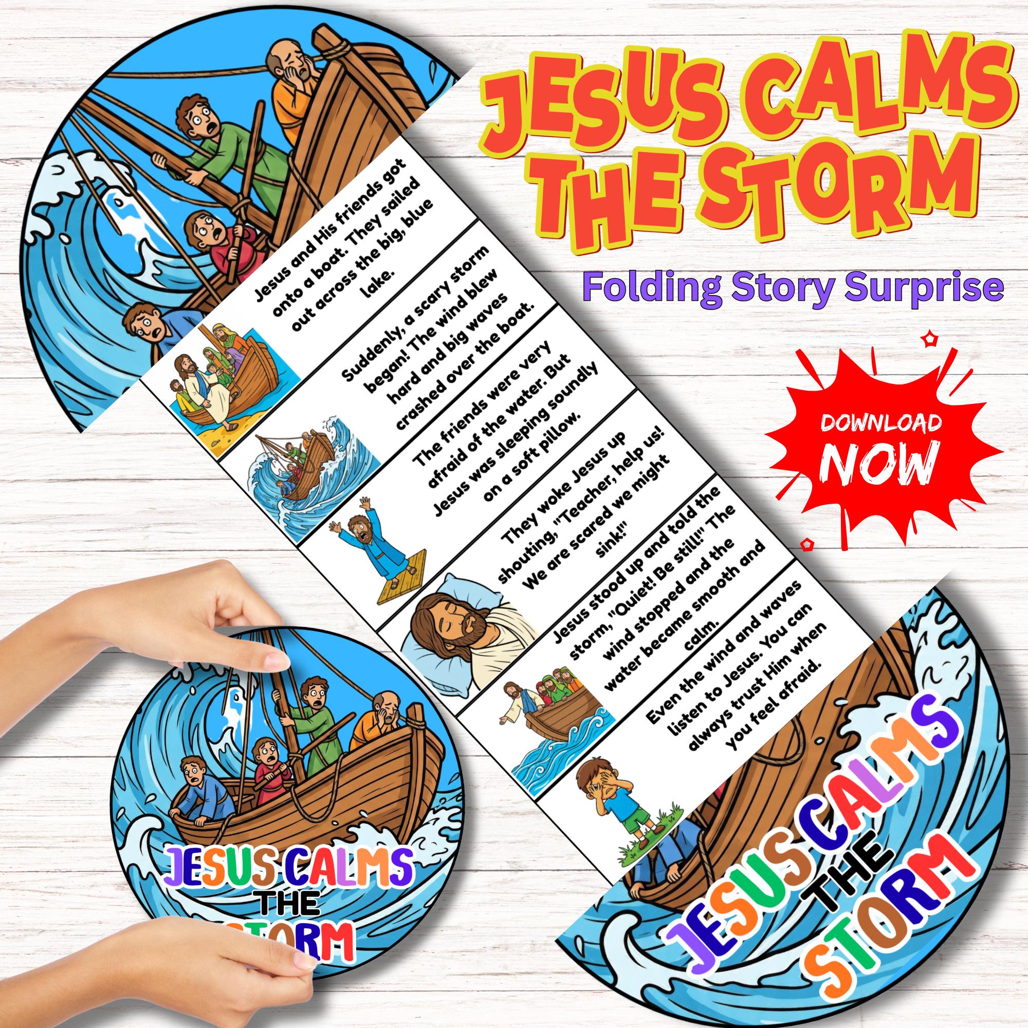 Jesus Calms the Storm, Folding Surprise Printable Mini Book, Bible ...
