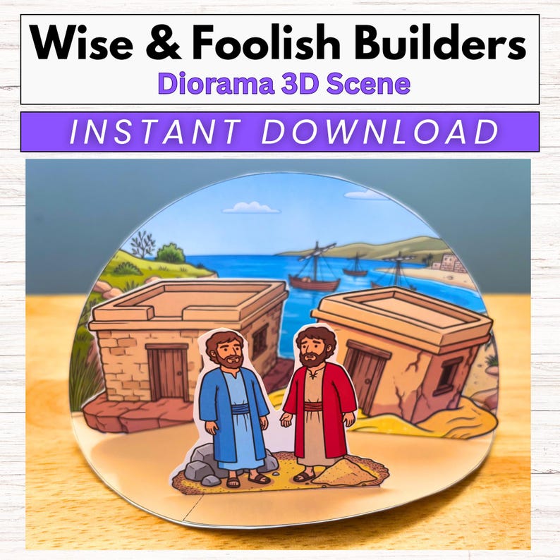 Wise & Foolish Builder 3D Diorama Craft, House on the Rock Bible ...