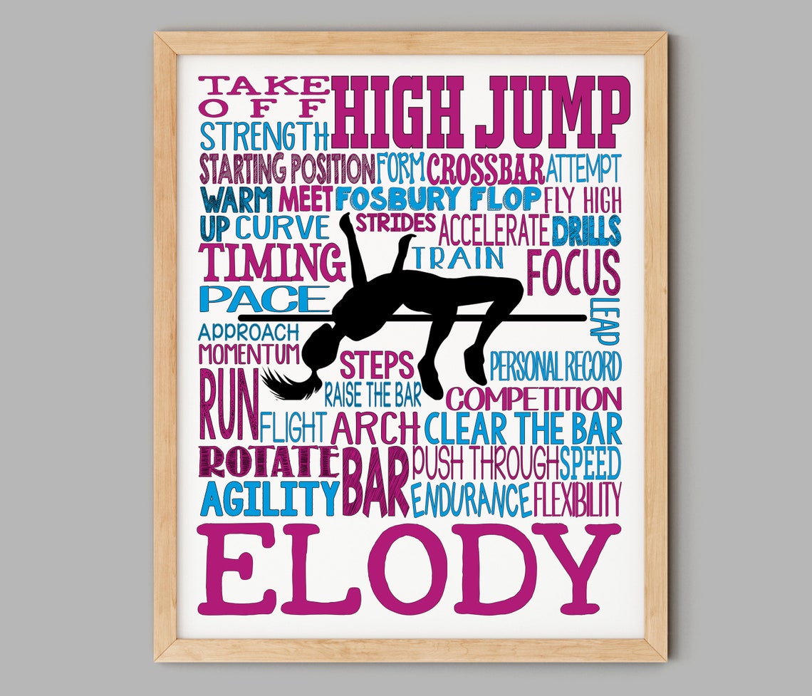 High Jump Typography, Girls High Jump Art, Track and Field Gift, Track ...