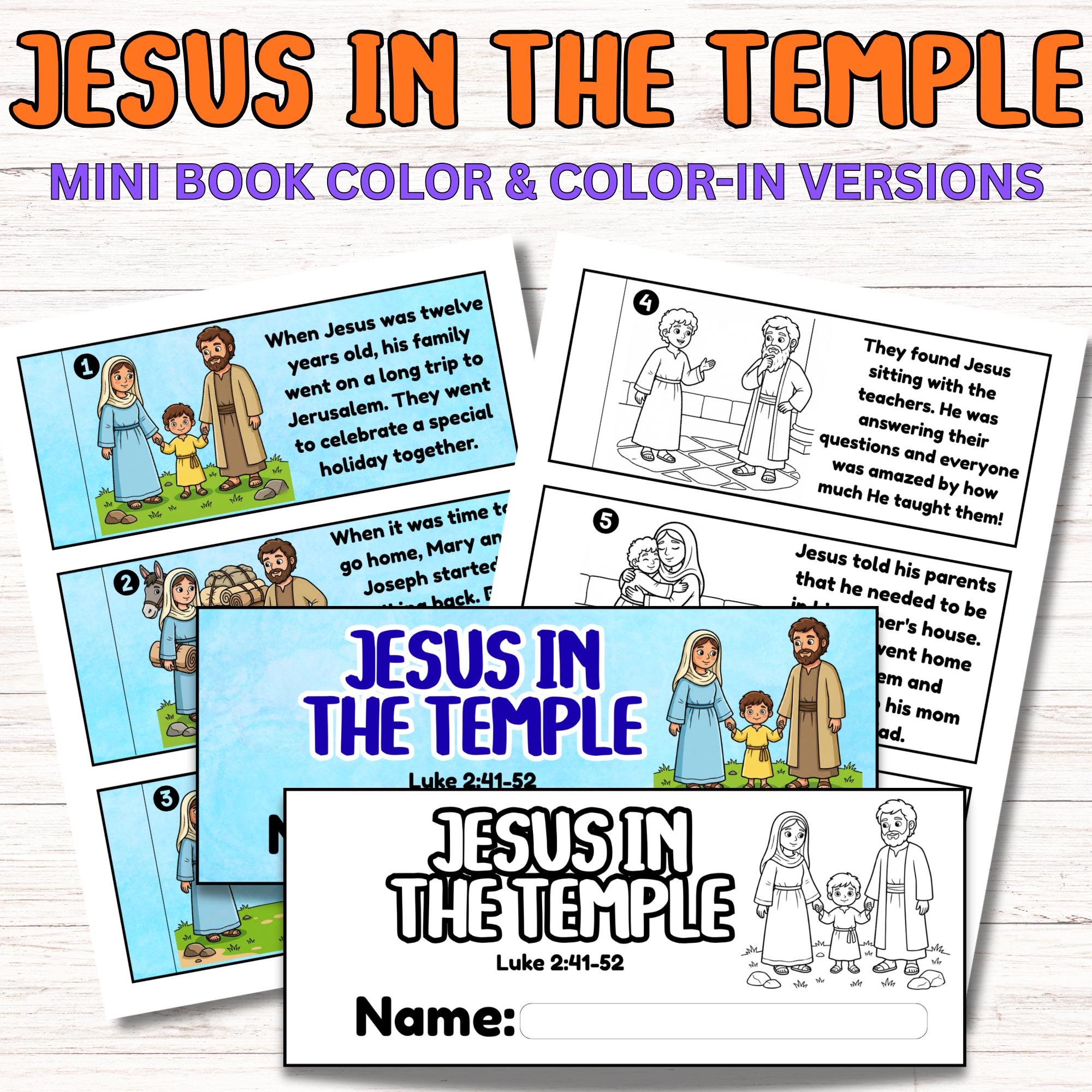 Jesus in the Temple Printable Sunday School Mini Book, Sunday School ...