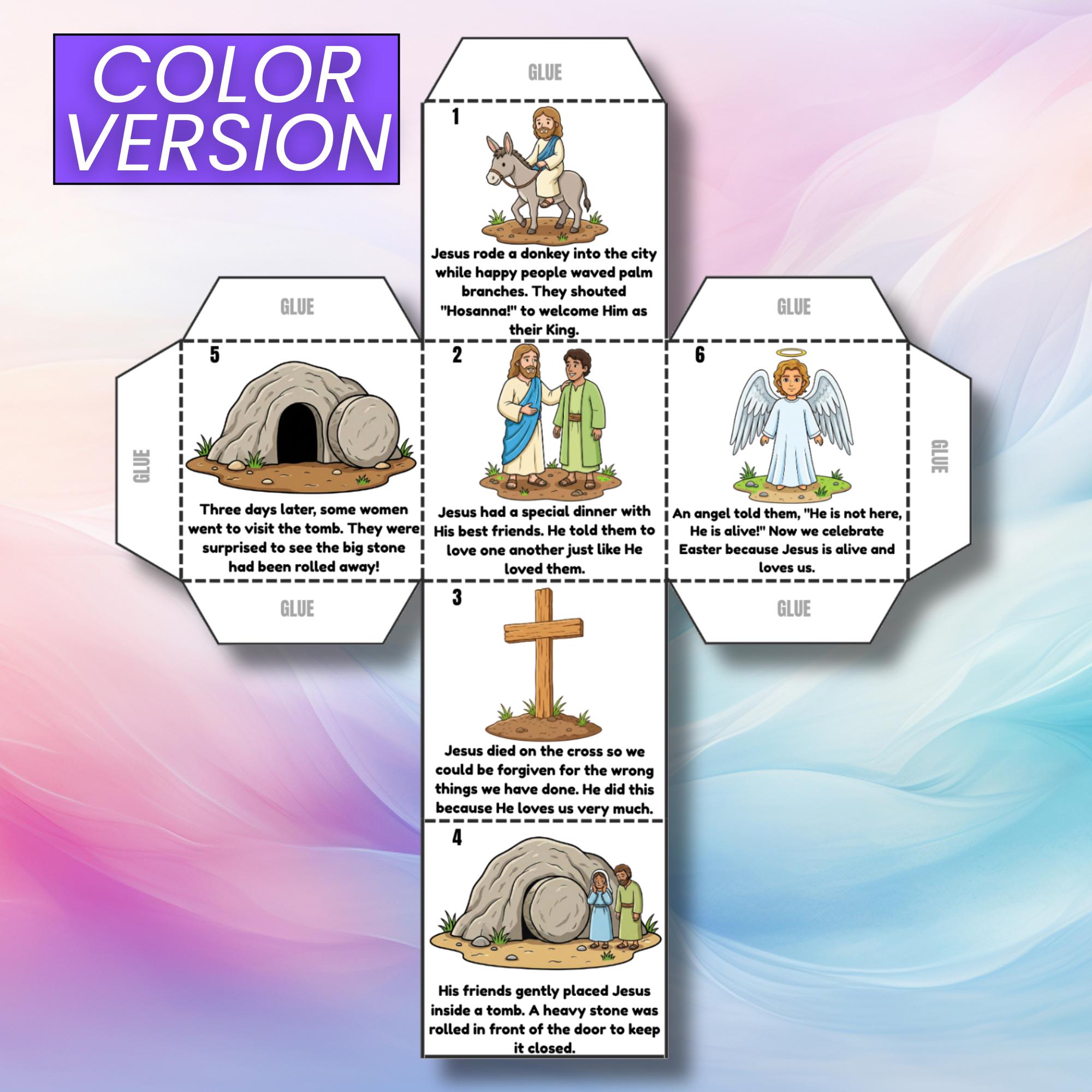 The Easter Story Bible Coloring Cube Craft, Bible Cube Activity, Sunday ...